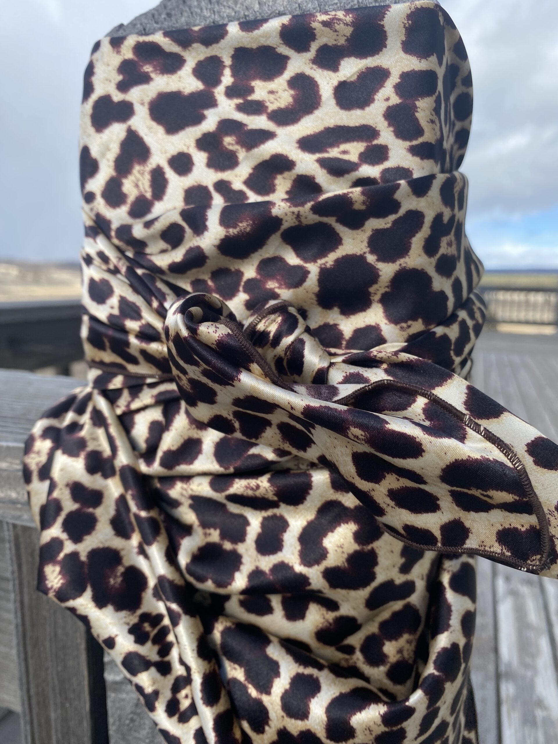 38x38" Cheetah Print Charmeuse Wild Rag - Tie One On Wild Rags